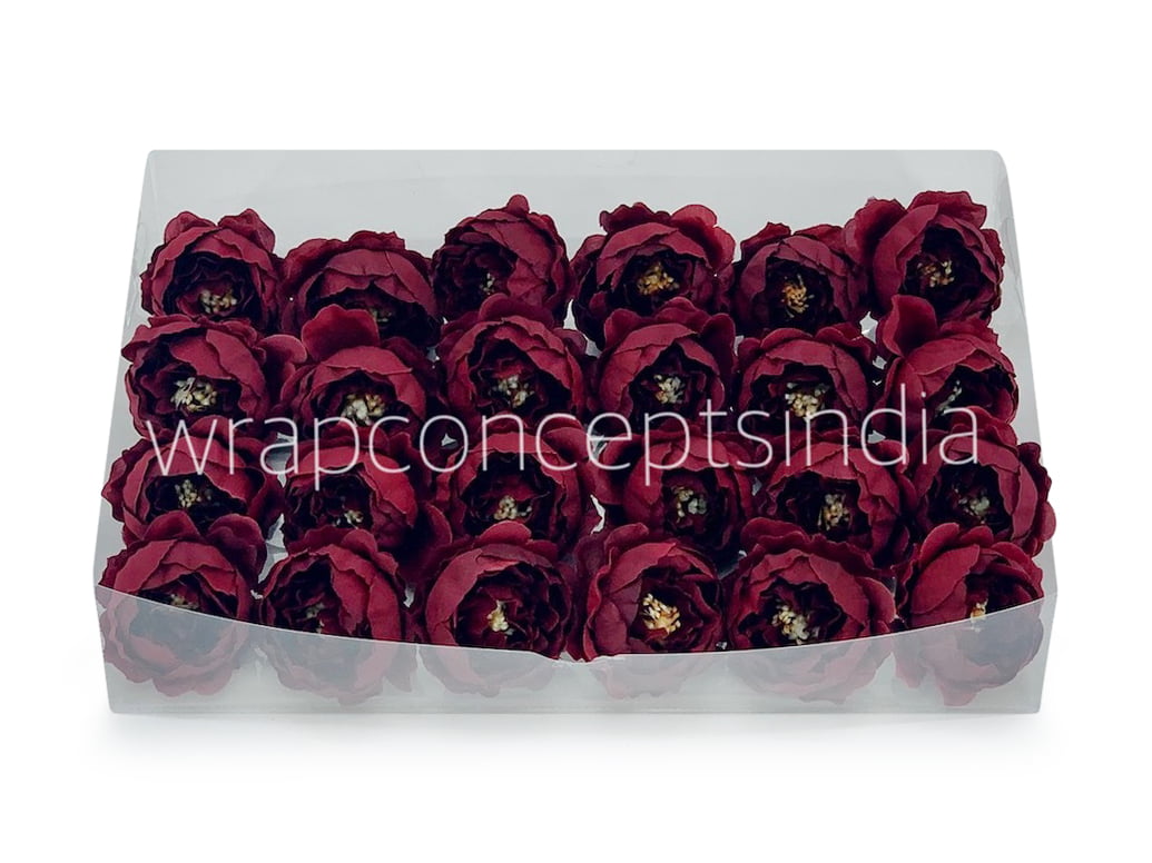 Maroon Peony Flower Heads (24 Pcs) – Artificial Flowers for Gift ...